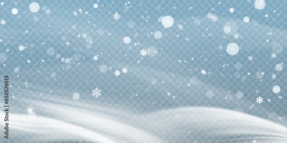 Snowfall winter Christmas background for overlay effect on transparent ...