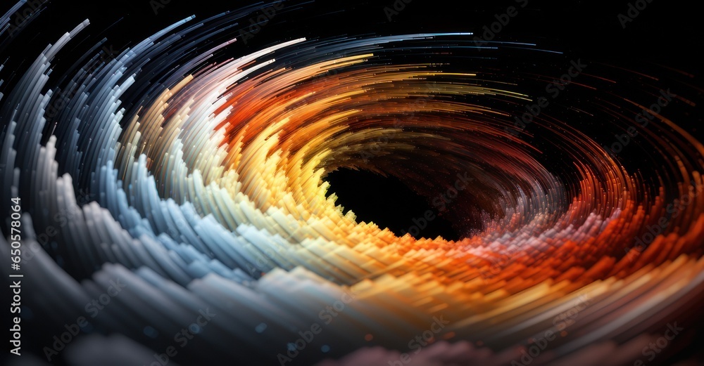 vortex of data being processed and transformed into a coherent image ...