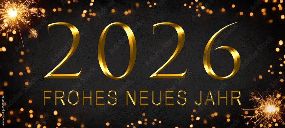 Frohes neues Jahr 2026, Neujahr Grußkarten Feier Karte mit Text ...