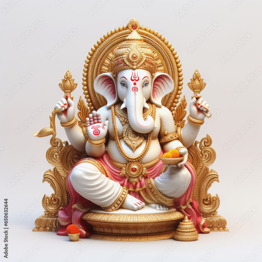 Ganesh Illustration of colorful hindu lord Ganesha on light background ...