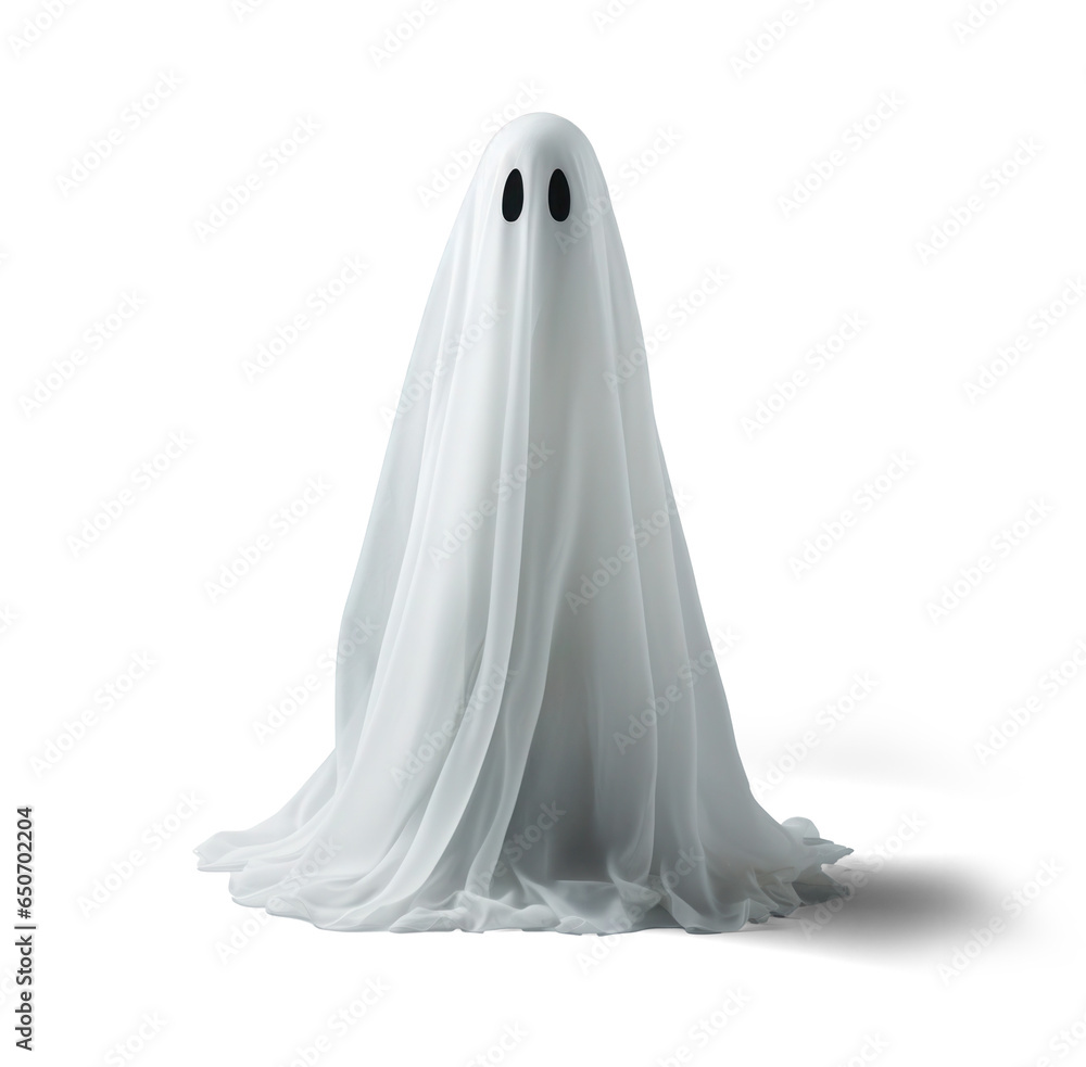 standing halloween ghost in a white sheet, png file of isolated cutout ...