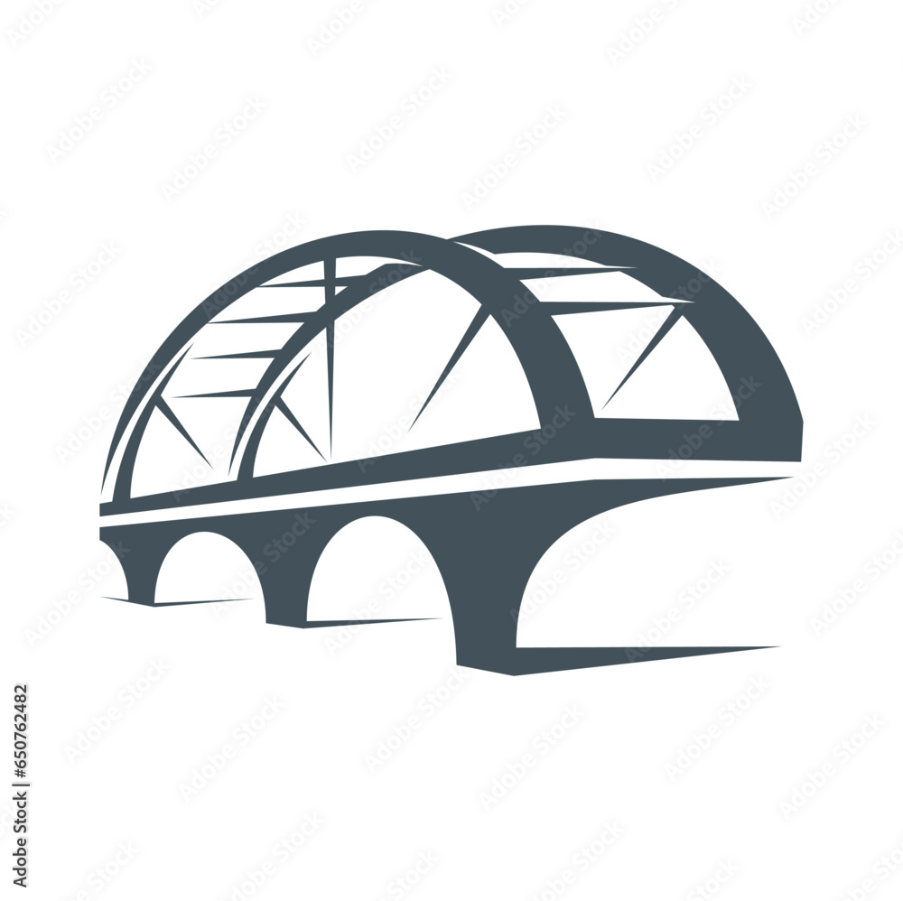 Bridge icon, vector viaduct construction of urban architecture building ...