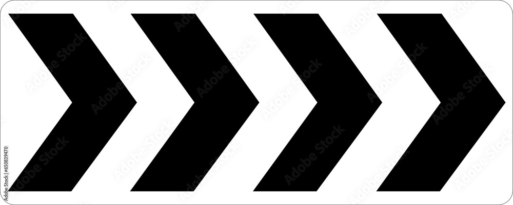 Vector graphic of a usa Four Chevron Roundabout MUTCD highway sign. It ...