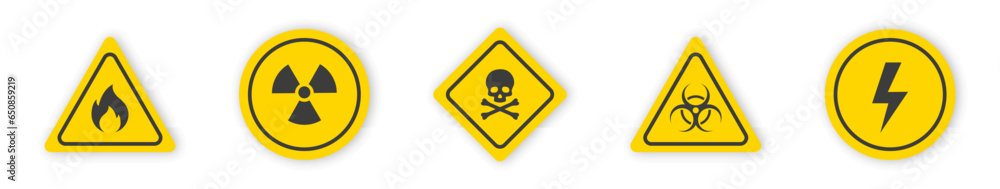Caution sign. Danger and warning sign icons. Poison toxic biohazard ...
