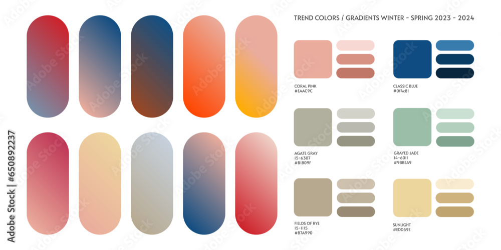 Vector de Stock Fashion colors and gradients trend Winter Spring 2023 ...