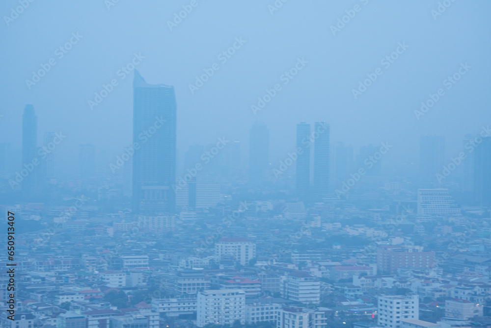 Skyscraper mist bad problem unhealthy toxic pm2.5 weather smog bangkok ...