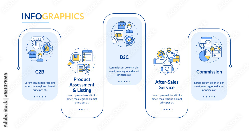 2D C2C vector infographics template with linear icons concept, data ...