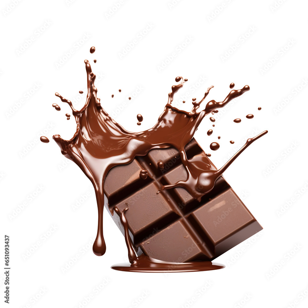 chocolate bar and splash isolated on transparent background Remove png ...