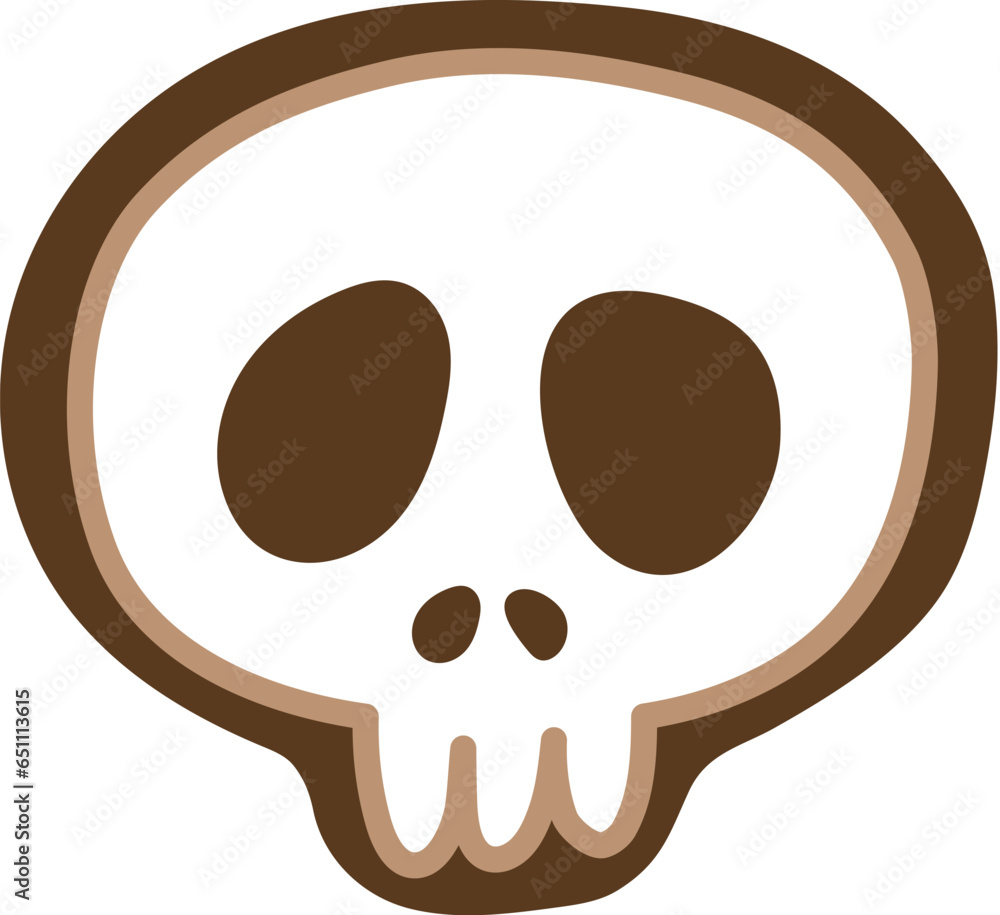 Editable Halloween Spooky Cute And Fun Skull Icing Cookie Vector Illustration Material For