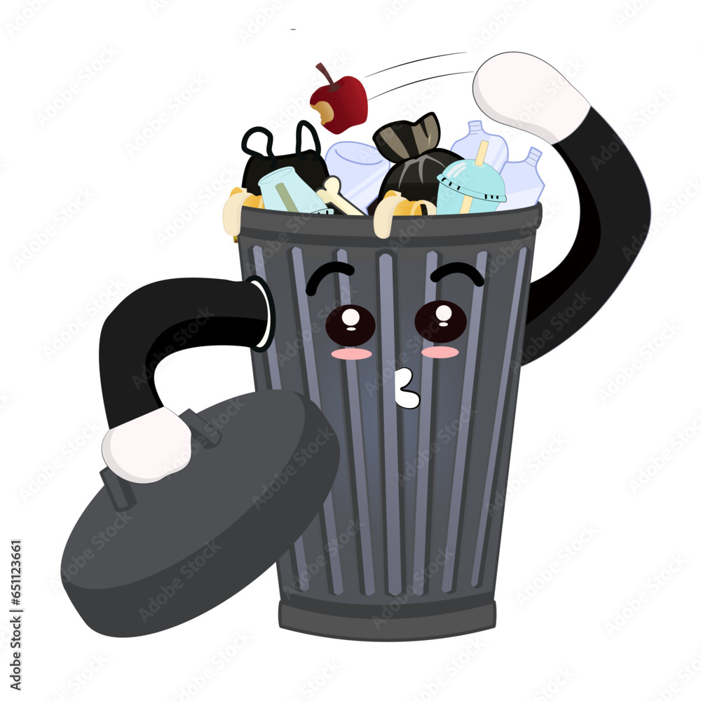 Trash cans full of garbage. Waste management. Garbage pollution ...