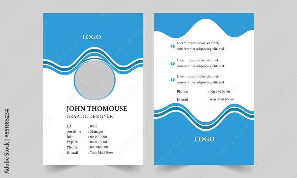 Professional employee identity badge with man avatar Office Id card ...