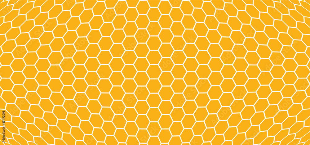 Vector de Stock Yellow, orange beehive background. Honeycomb, bees hive cells pattern. Bee honey ...