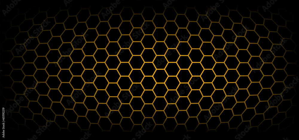 Stock-Vektorgrafik „Yellow, orange, gold beehive background. Honeycomb, bees hive cells pattern ...