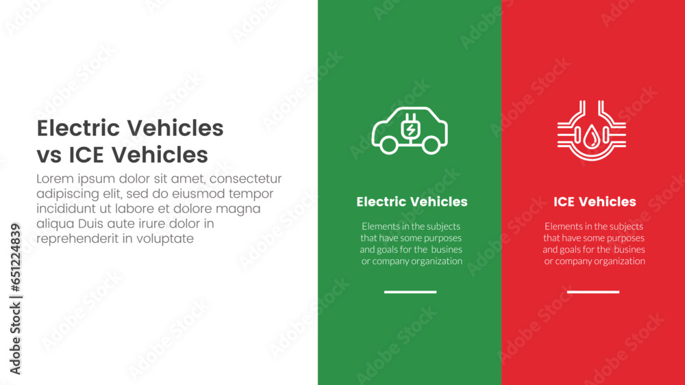 ev vs ice electric vehicle comparison concept for infographic template ...