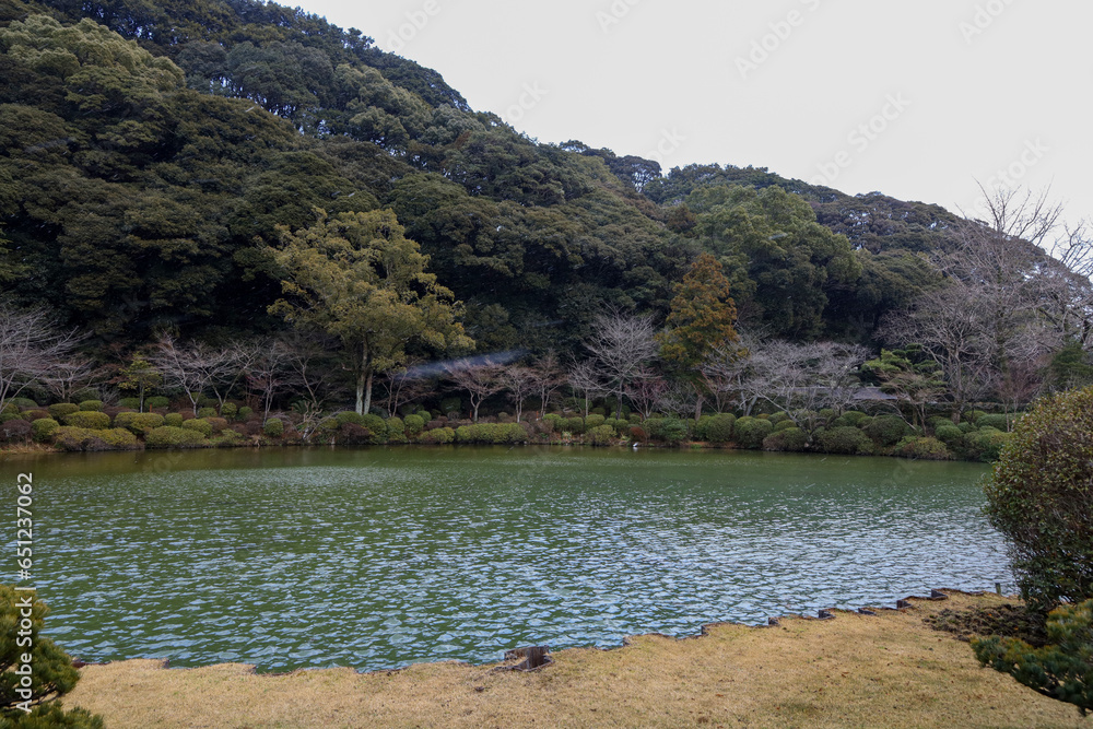 Umi Jigoku blue water hot spring. One of the eight hot springs is ...