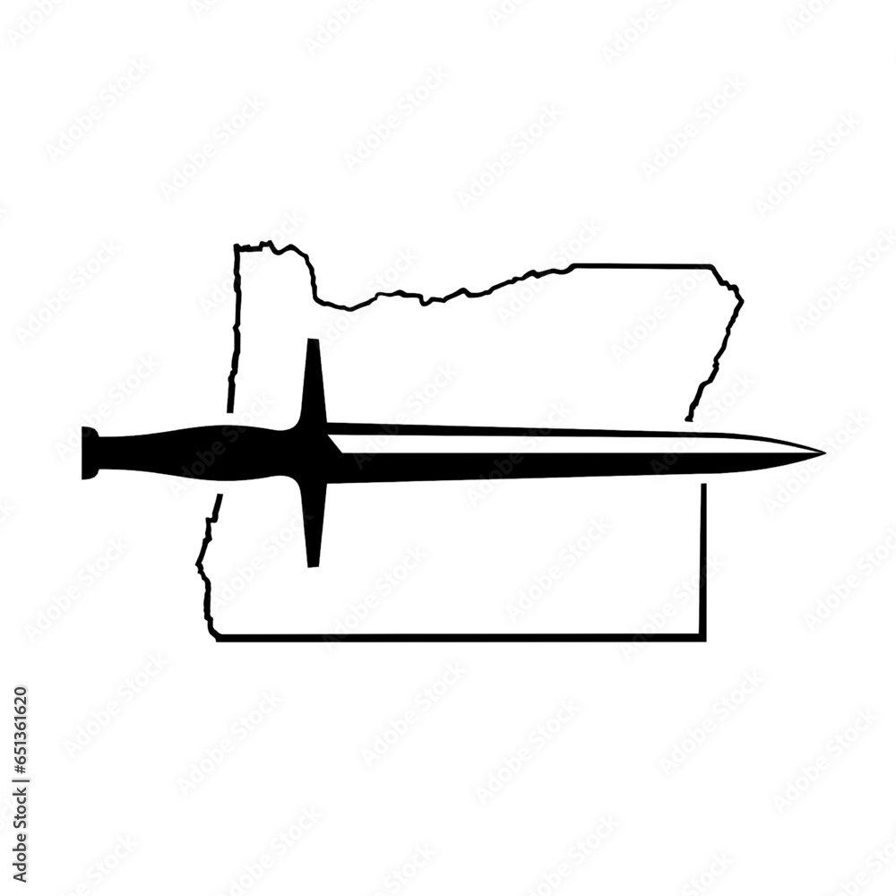 Oregon State - USA map Sword Vector Template Silhouette Black Color and ...