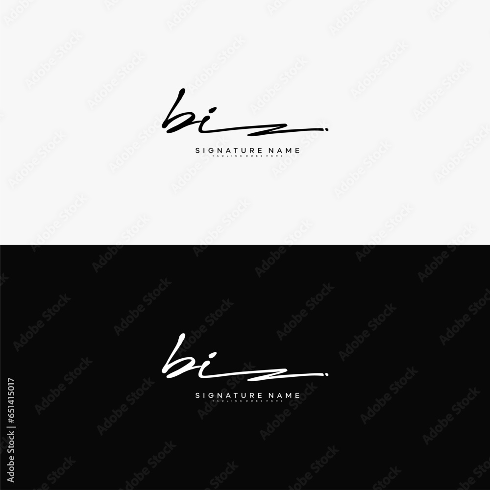 premium BI letter signature logo in handwriting art style monogram ...