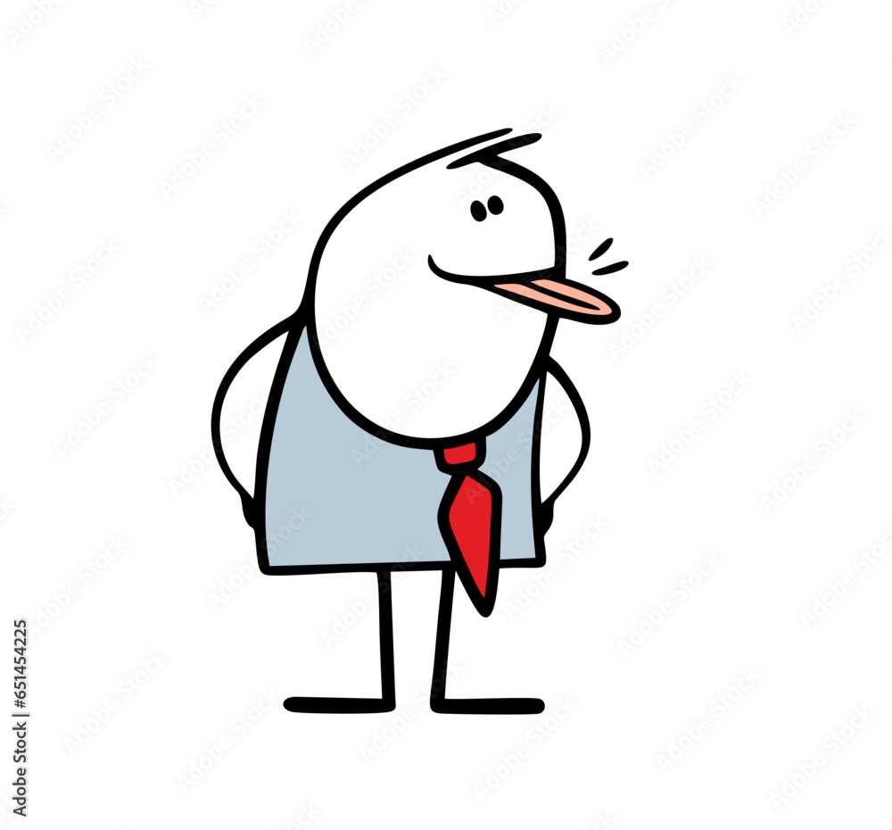 Funny man in doodle business suit shows his tongue to losers. Vector ...