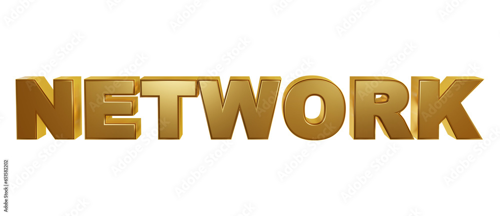 NETWORK - luxury golden 3d text on transparent background. Realistic ...