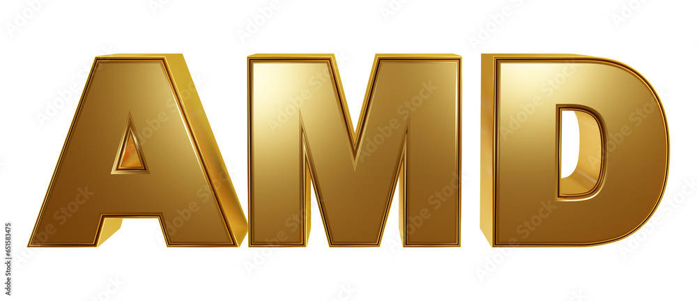 AMD - luxury golden 3d text on transparent background. Realistic ...