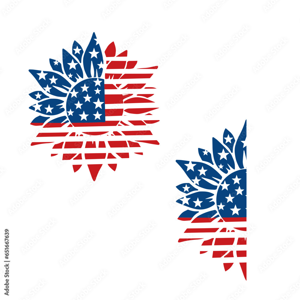 Vektor Patriotic sunflower Svg, Sunflower American flag Svg Flower USA ...