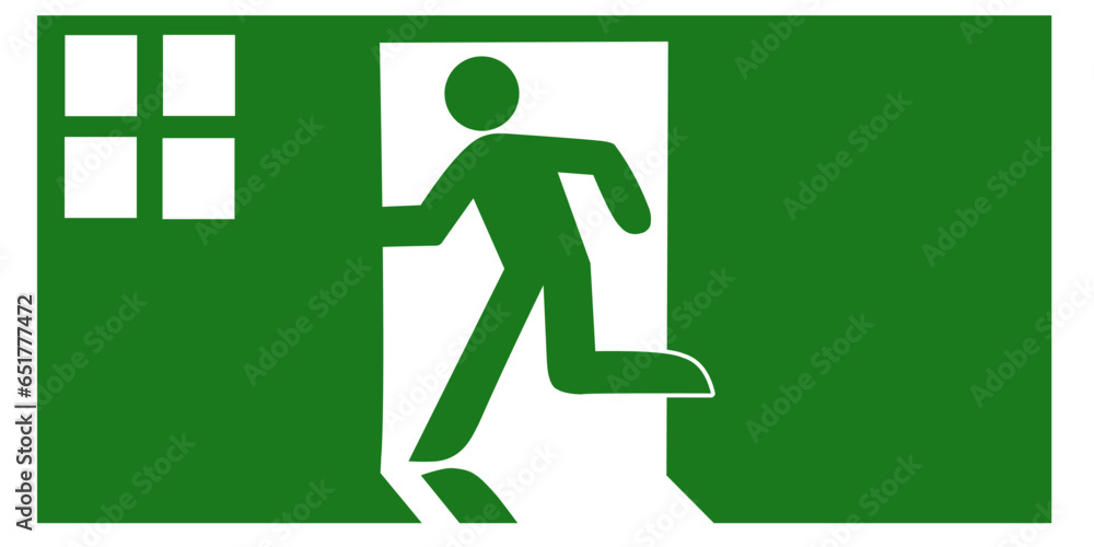 Emergency exit sign set. Man running out fire exit. Running man and ...