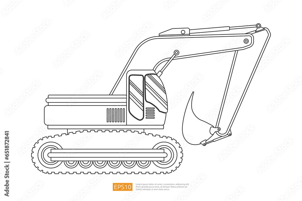 Line excavator with a bucket vector illustration on white background ...