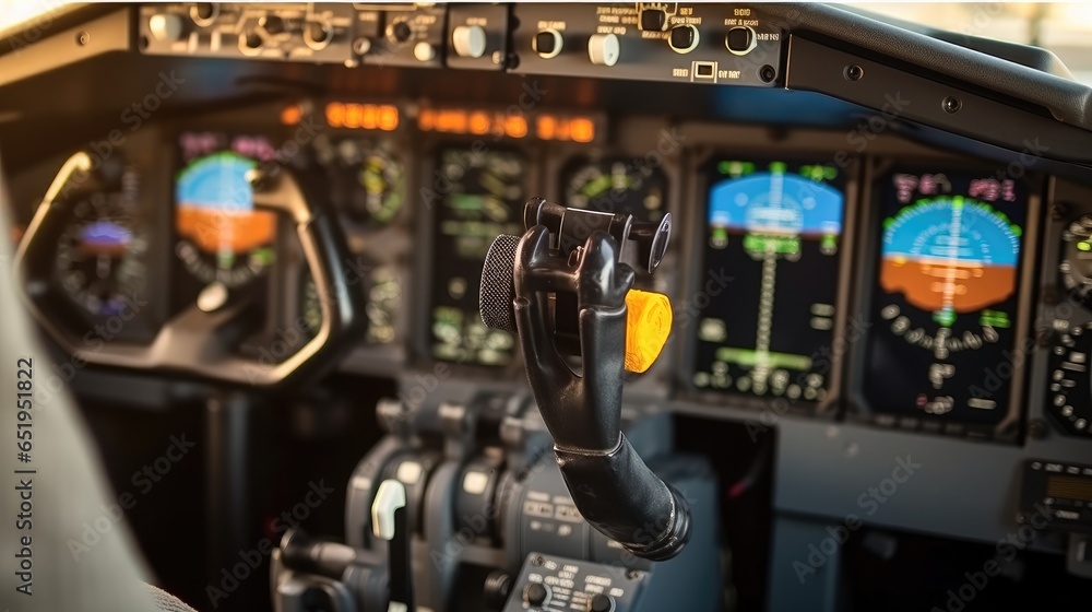 Controls and dashboards in the cockpit of an aircraft. Stock Photo ...