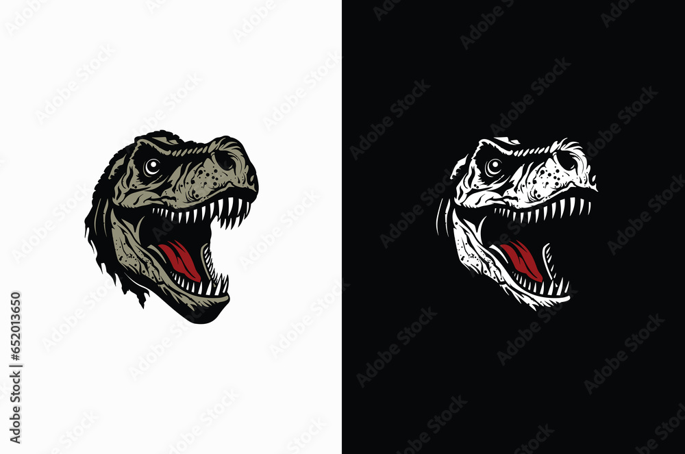 Dinosaur Raptor Face Clipart, Tyrannosaurus T Rex or Velociraptor Head ...