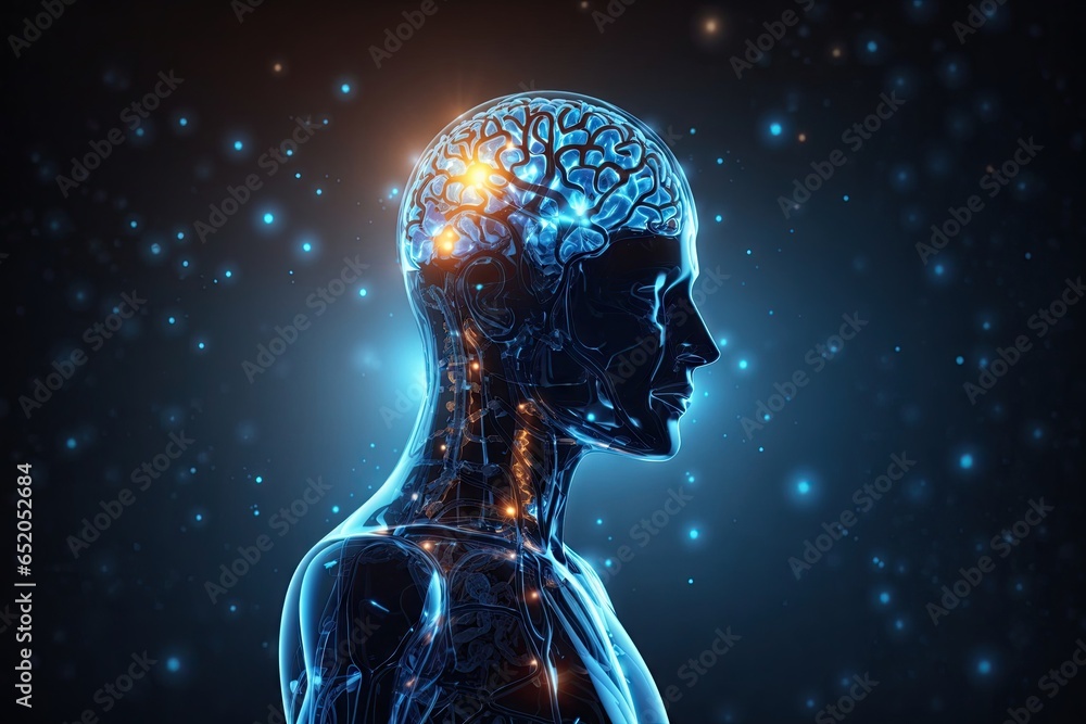 full body Transparent human silhouette with illumination. ai generative ...