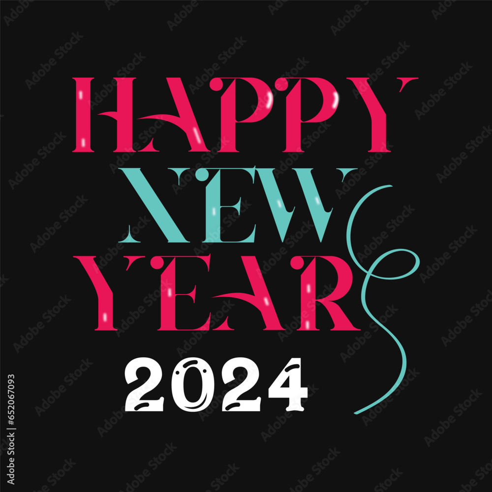 Happy New Year 2024 letters banner,illustration, and vector art. Can be ...