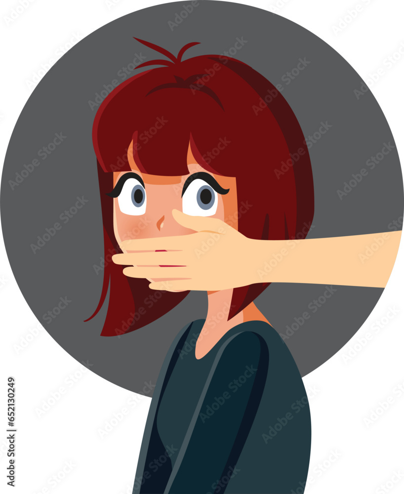 Scared Female Victim Being Silenced by her. Aggressor Vector Concept ...