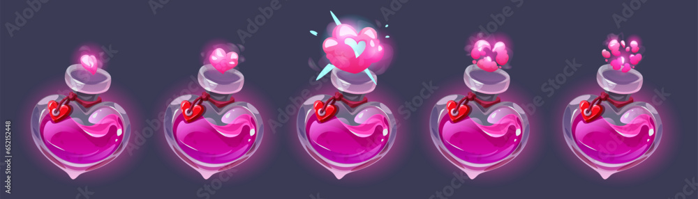 Love potion bottle animation sprite sheet isolated on background ...