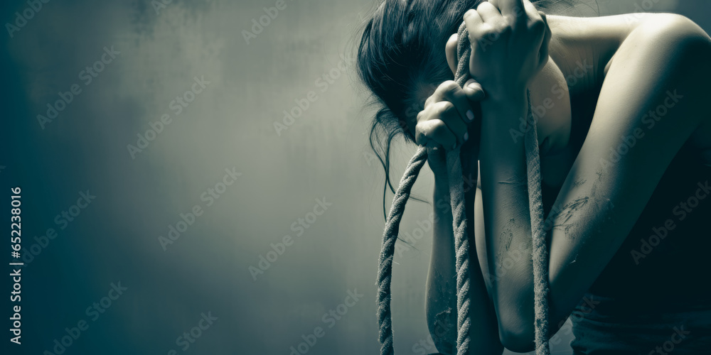 Powerful depiction of a female victim shackled by her past, abuser and ...