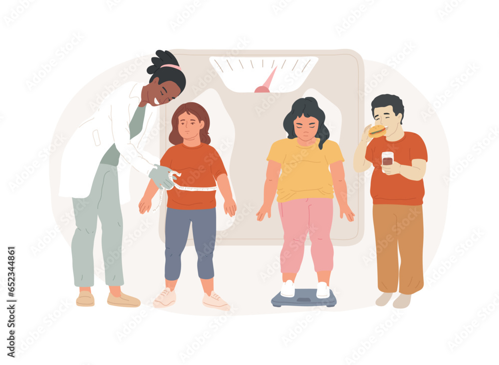 Child obesity and overweight isolated concept vector illustration ...