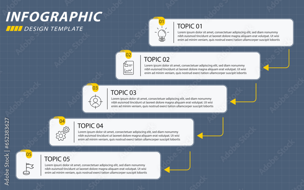 Timeline Creator infographic template. 5 Step timeline journey ...