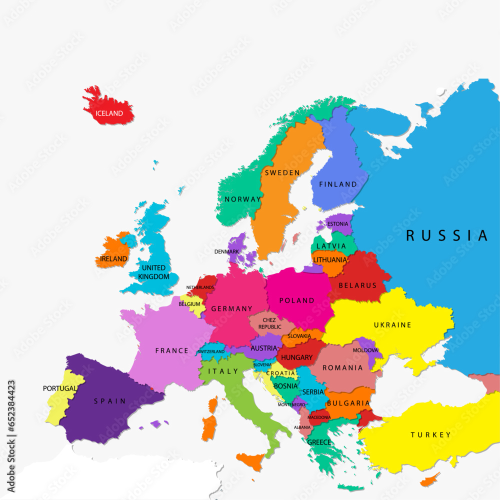 european countries map. map of europe. map of countries in Europe. 素材庫 ...