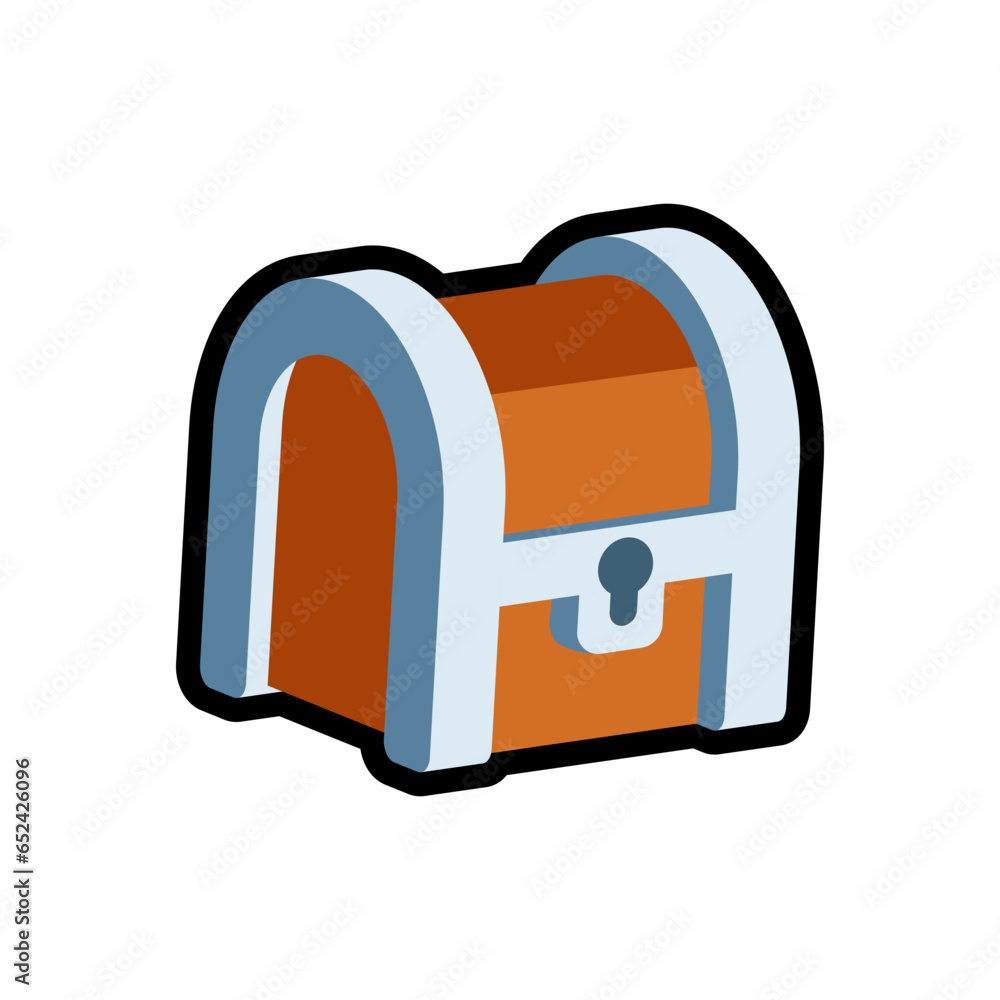 Image vectorielle Stock Isolated flat 3d chest icon for game, interface ...