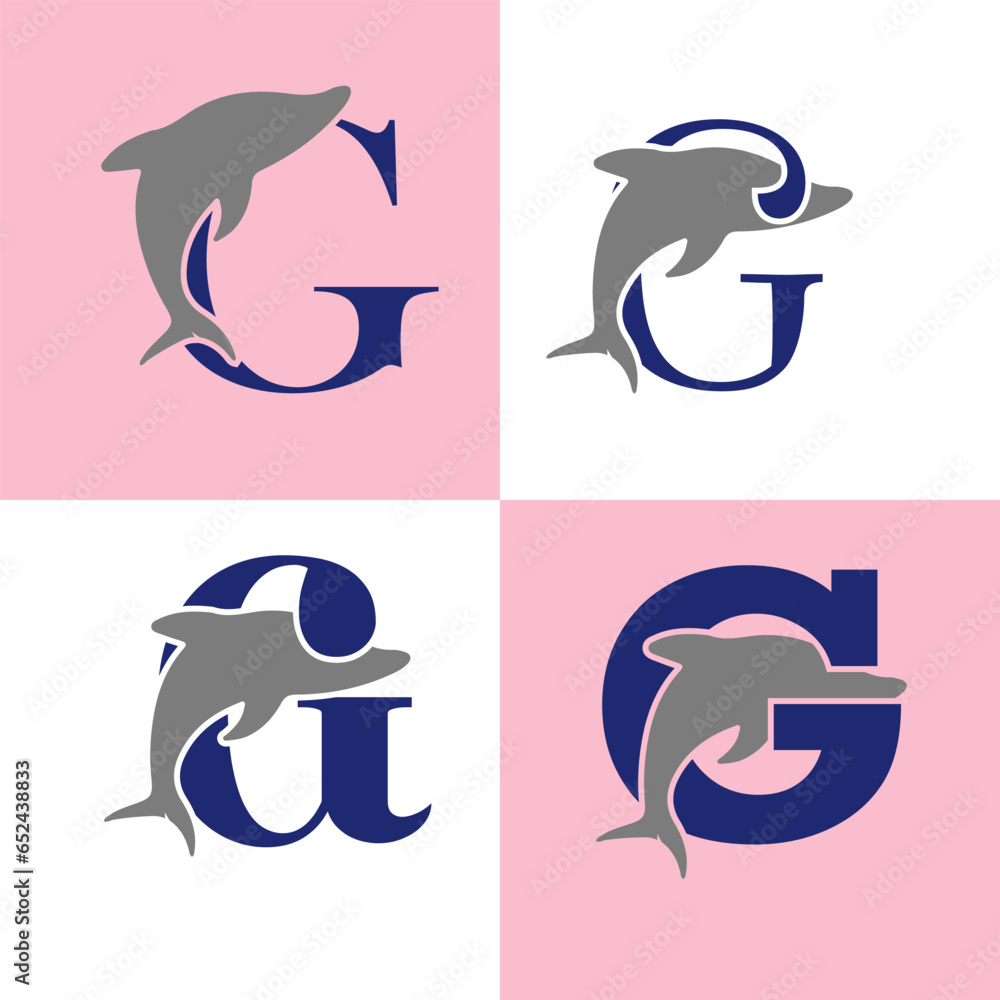 Initials Logo Design Alphabet Letter G I Fish Logo Design Concept Stock ...