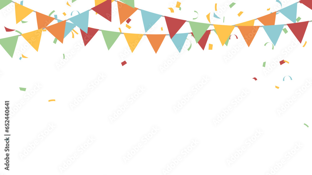 celebration bunting party pastel flags and confetti on transparent ...
