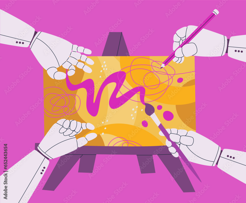 Artificial intelligence creates a picture based on a given request ...