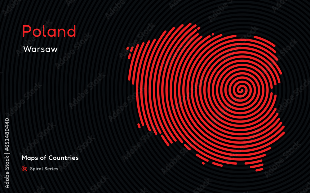 Creative fingerprint map of Poland. Political map. Warshaw. Capital ...