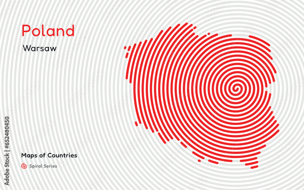 Creative fingerprint map of Poland. Political map. Warshaw. Capital ...