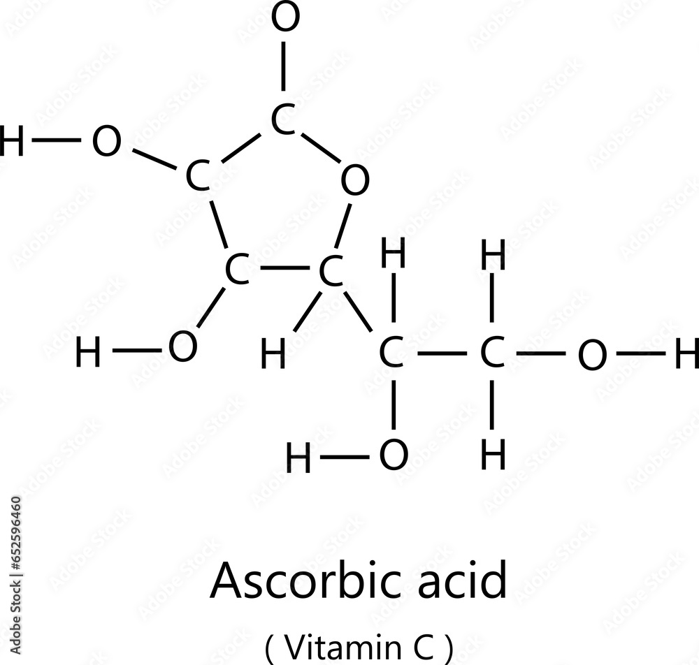 Formula of chemical structure of Vitamin C Stock Illustration | Adobe Stock