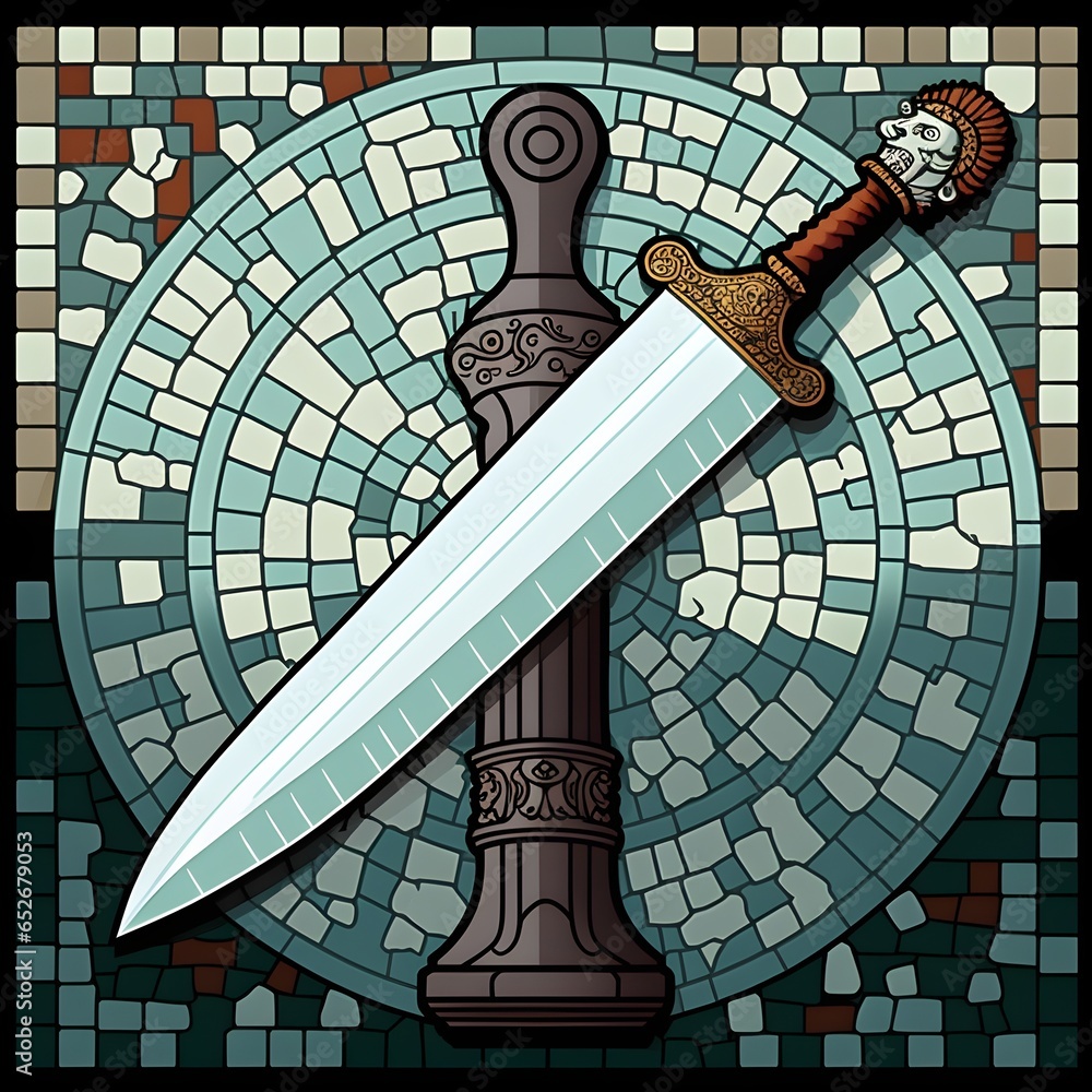 roman gladius sword 2d vector and cartoon and roman mosaic Stock ...