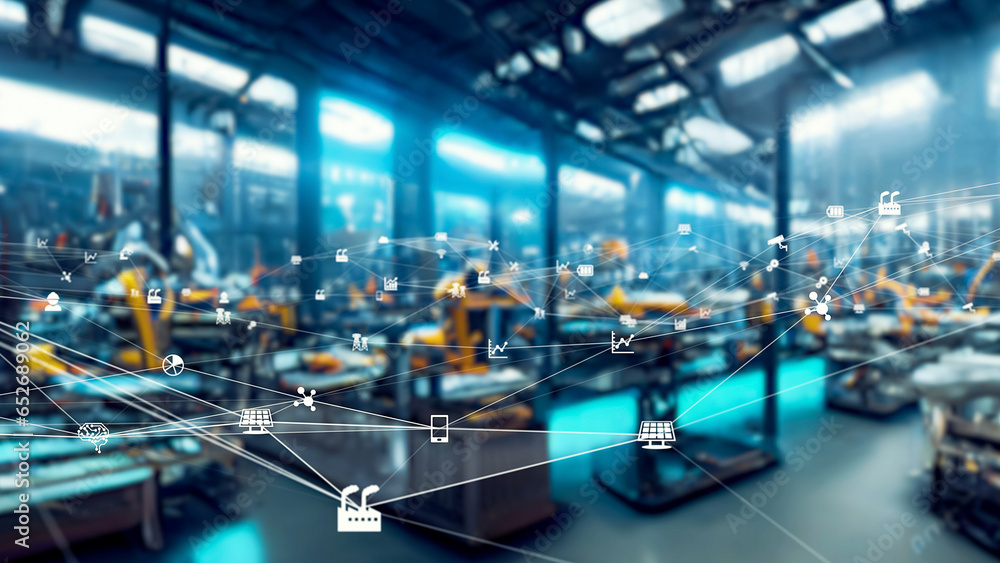 Futuristic factory and technology. ICT. DX. Stock Photo | Adobe Stock