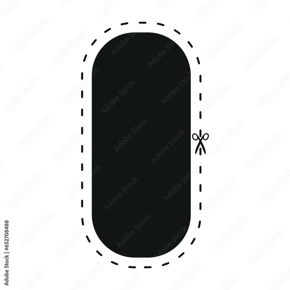 Cut line icon with scissor, cut here guidance, scissors and dash ...
