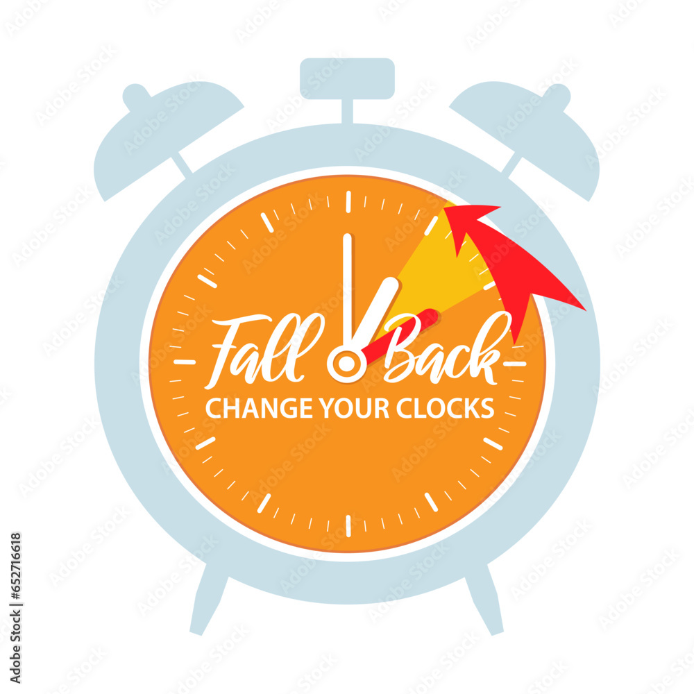 Daylight saving time ends icon. Fall Back. Clock change back. Simple ...