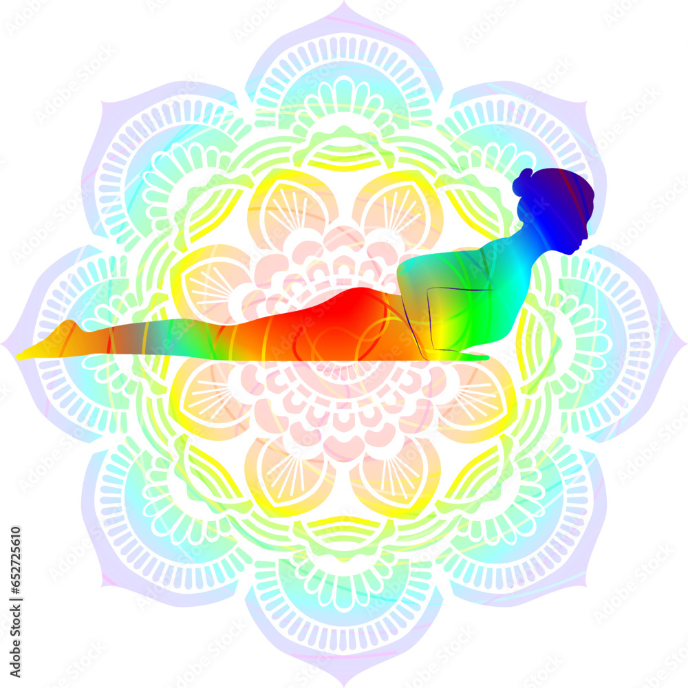 Colorful silhouette yoga posture. Low Cobra pose or Baby Cobra pose ... Colorful silhouette yoga posture. Low Cobra pose or Baby Cobra pose ...