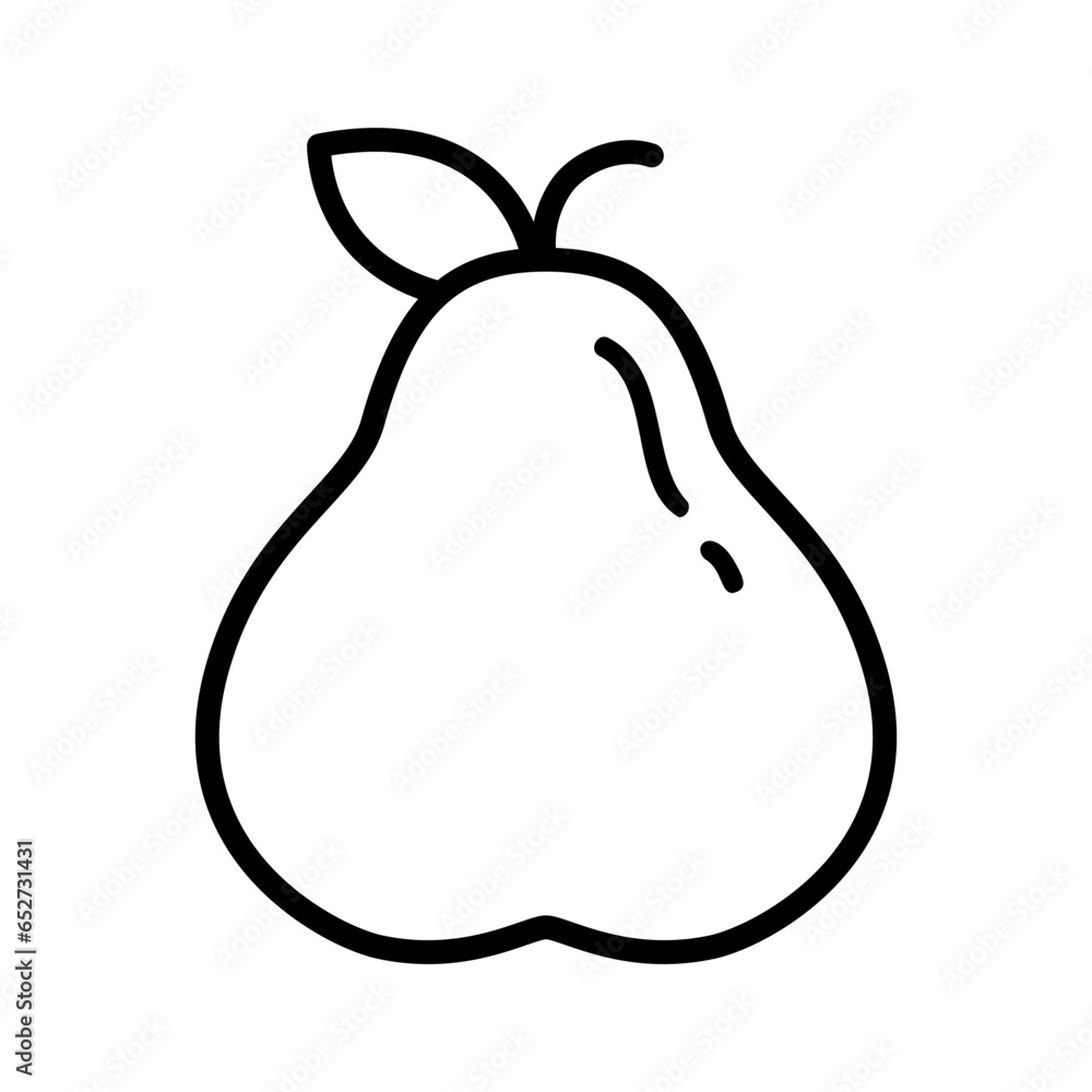 Black single pear line icon, simple fresh tasty fruit flat design ...